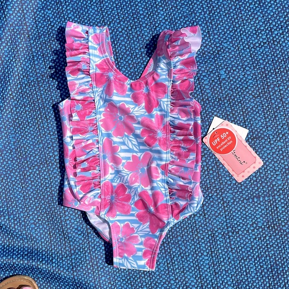 Disney | Swim | Nwt 8 Mo Onepiece Toddler Floral Ruffled Bathing Suit ...